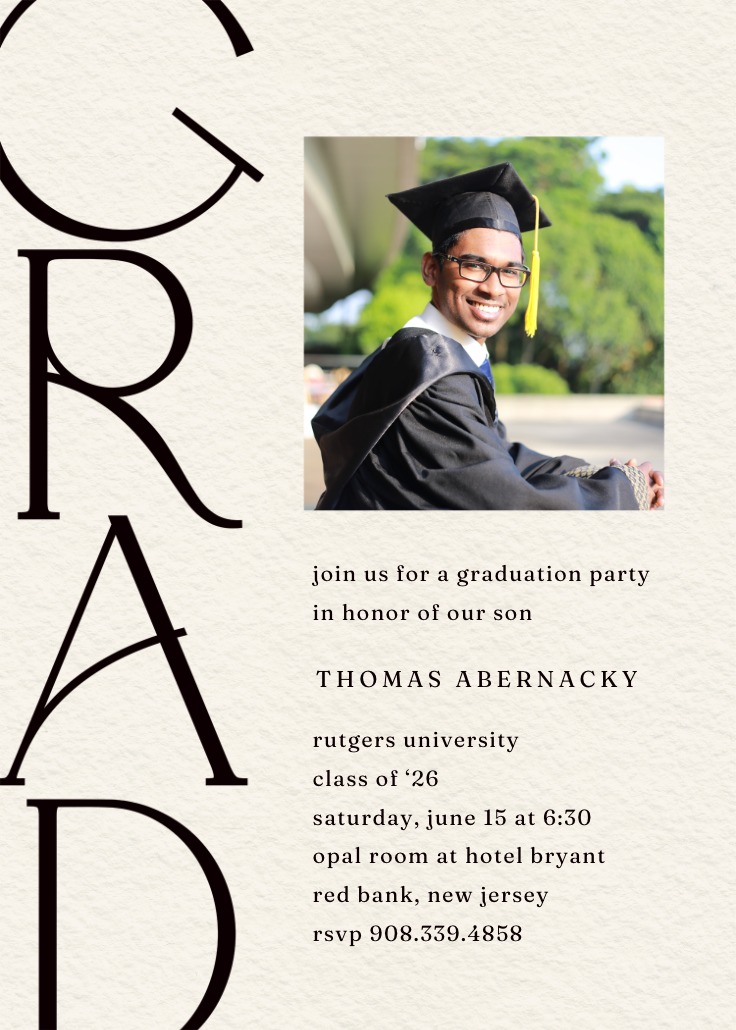 The Grad Photo - Graduation Party Invitation Template (Free) | Greetings Island